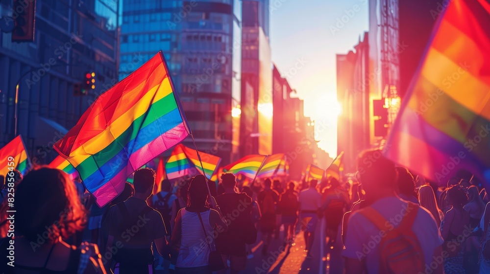 Pride equality inclusion celebration with diverse group of people ...