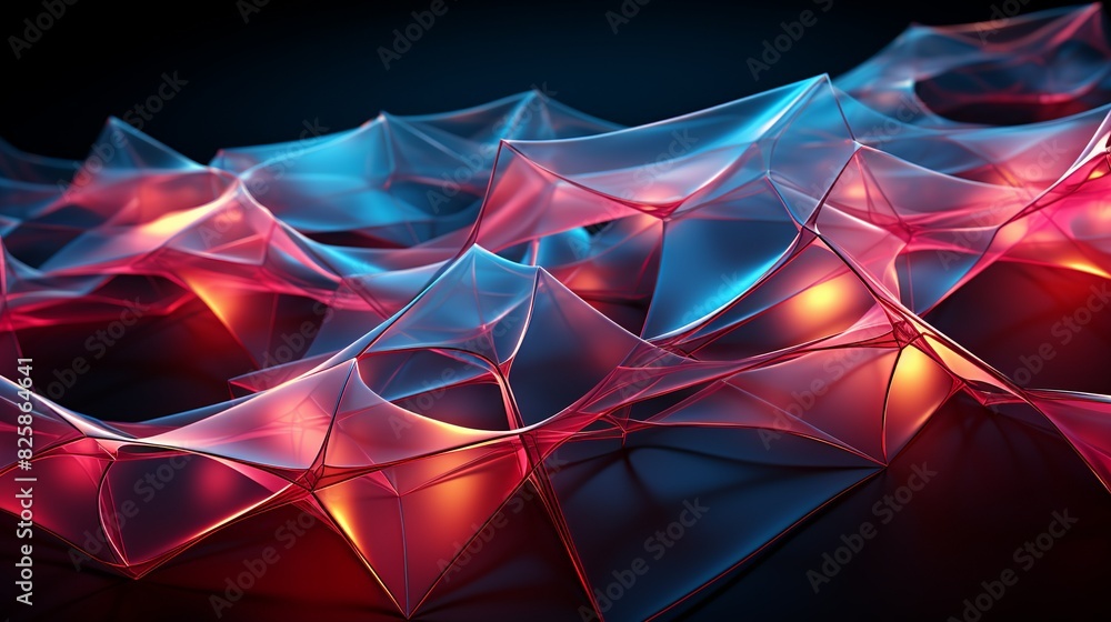 A modern geometry background with a complex network of interwoven lines and nodes, rendered in ...