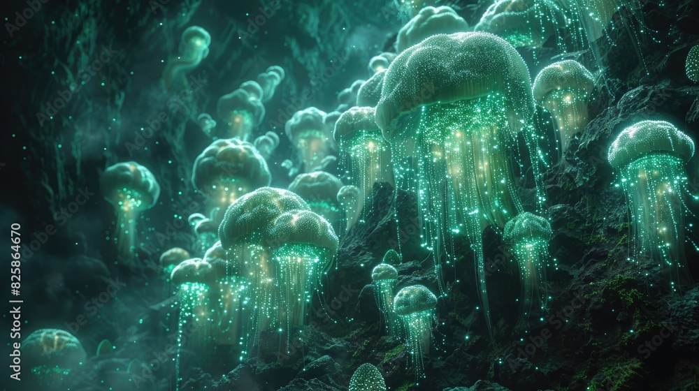 Surreal Digital Art: Otherworldly Bioluminescent Fungi and Methane ...
