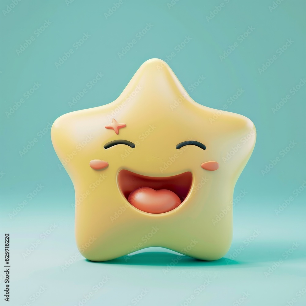 Laughing Star Emoji Icon Illustrate a 3D icon of a star emoji laughing ...