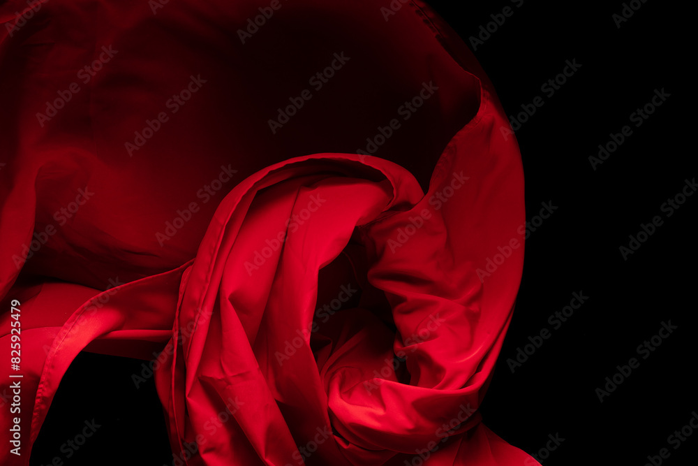 Red Cotton fabric flying in curve shape, Piece of textile Red cotton ...