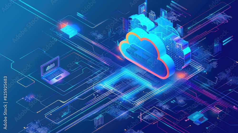 Cloud architecture platform. Internet infrastructure concept. Abstract technology background ...