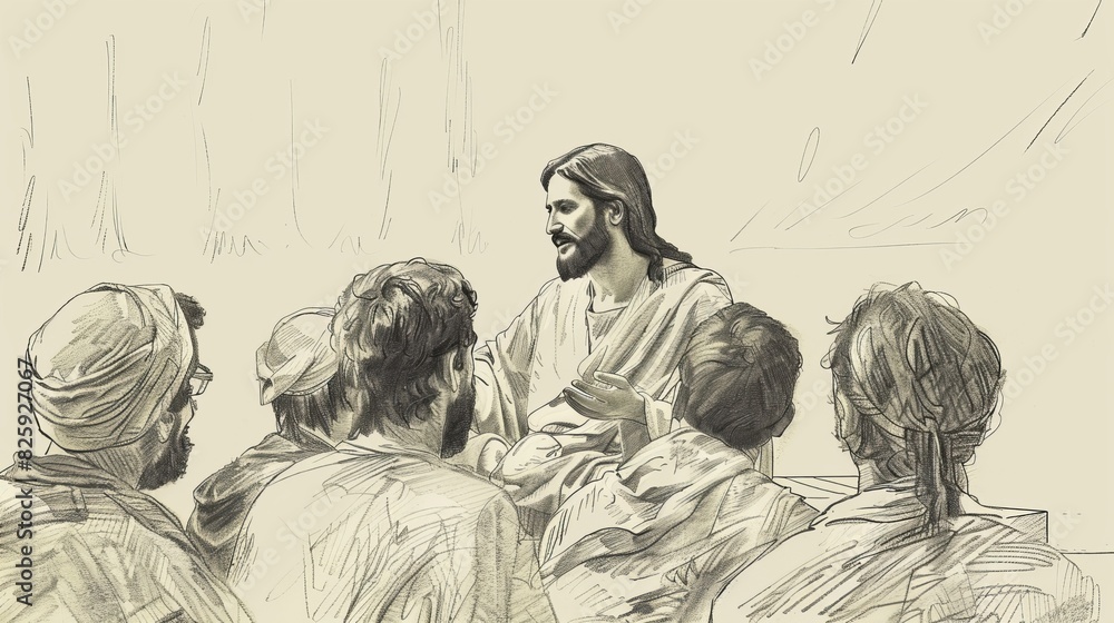 Biblical Illustration of Jesus's Temple Teaching, Emphasizing His ...