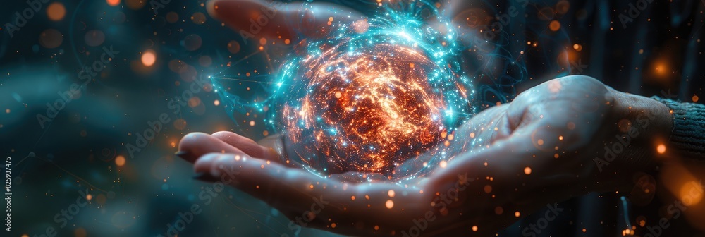 Quantum physics, quantum particles energy catch, atom particles ...
