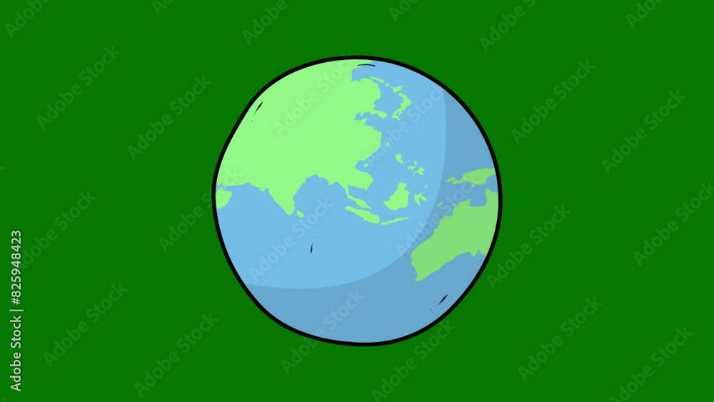 2d cartoon style earth spinning animation, hand drawn planet earth ...
