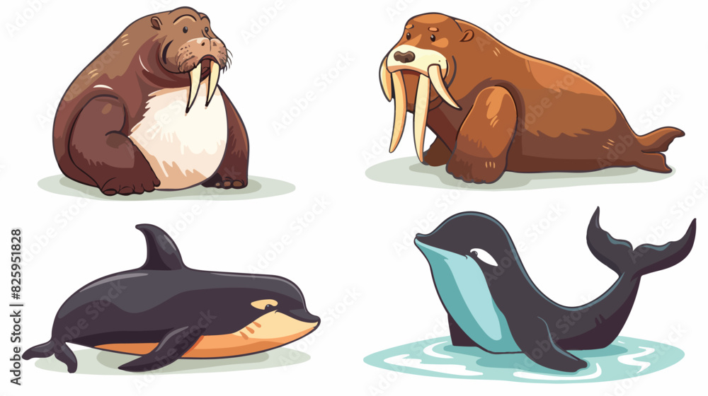 Vetor de North pole land and sea animals. Cartoon vector illustration ...