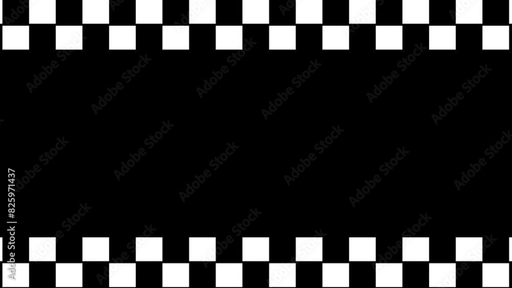 Black and White Animated Border, Checkers Moving Horizontal. Black and ...