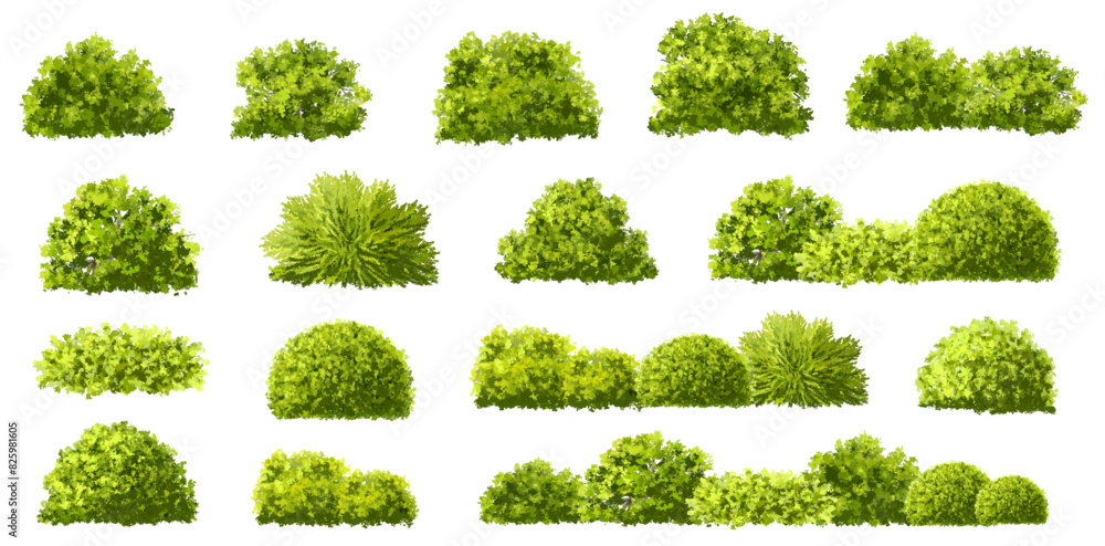 Poster Vertor set of green tree,plants side view for landscape ...