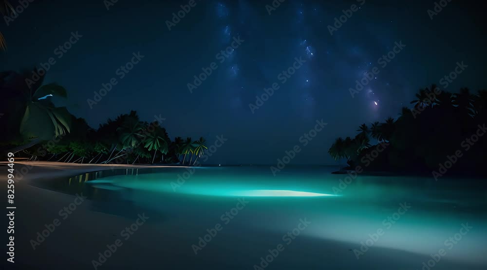 Beautiful night view of a tropical beach in the Maldives ...