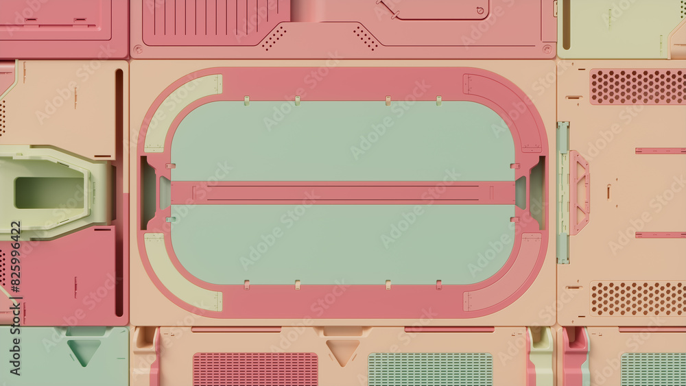 Sci-Fi Wallpaper with Multicolored, Innovative Tech Panels. 3D Render ...