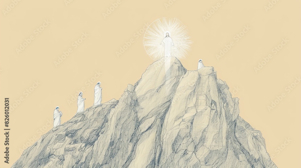 Jesus Shining Brightly on Mountain, a Beautiful Biblical Illustration ...