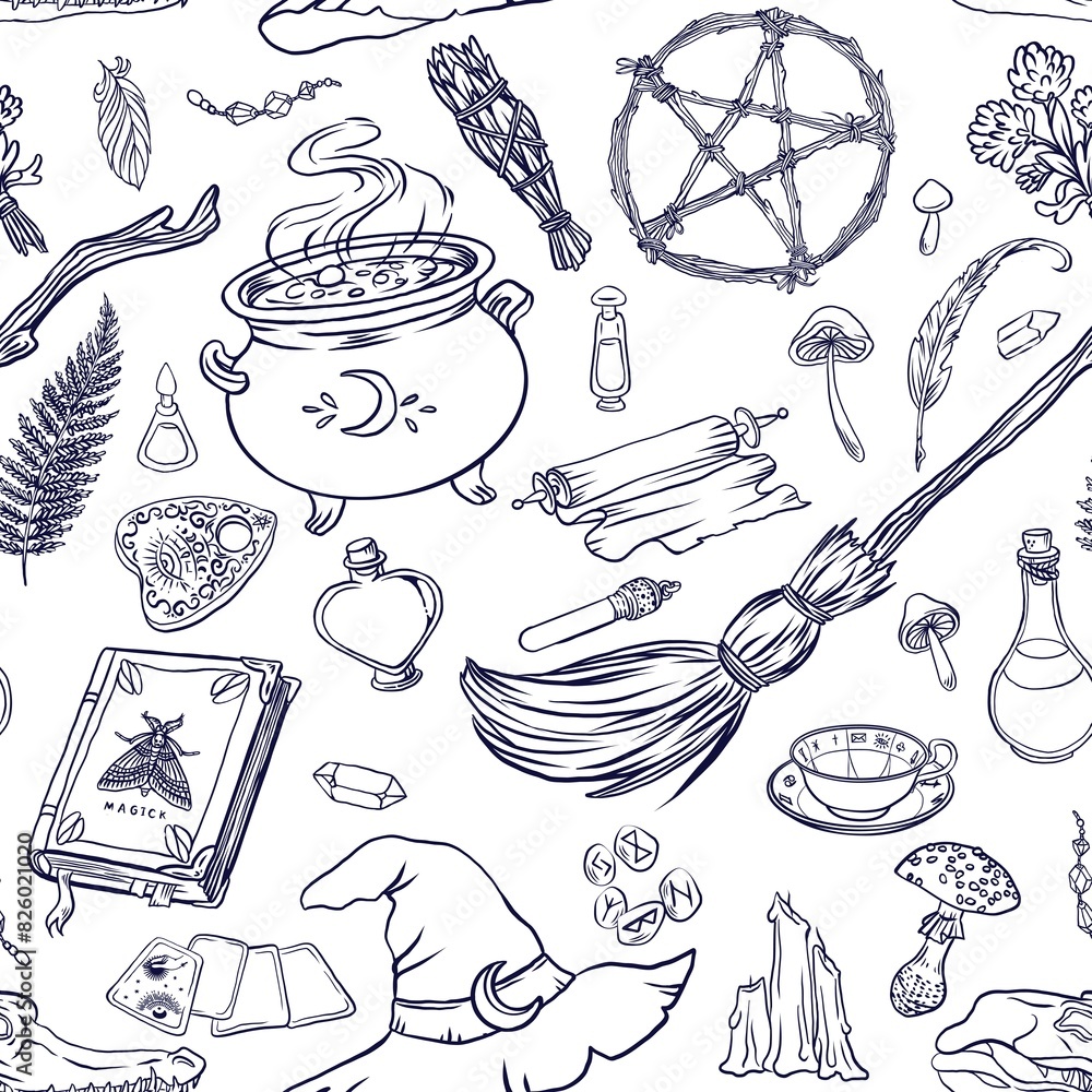 Supernatural magical collection of magical elements. Symbols of ...