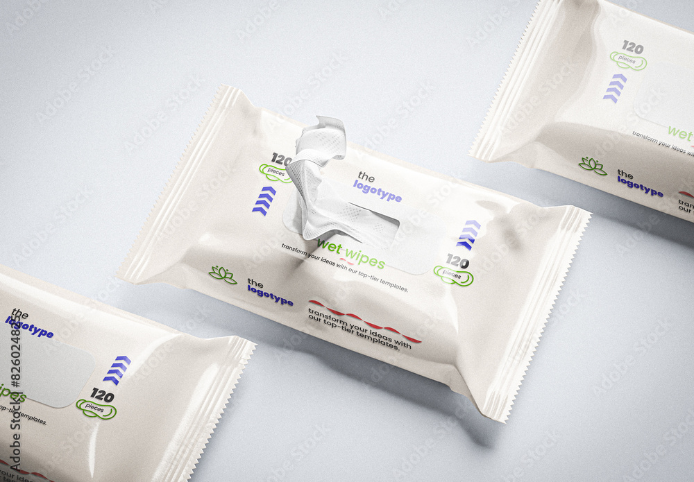 Wet Wipes Packaging Mockup Stock Template | Adobe Stock