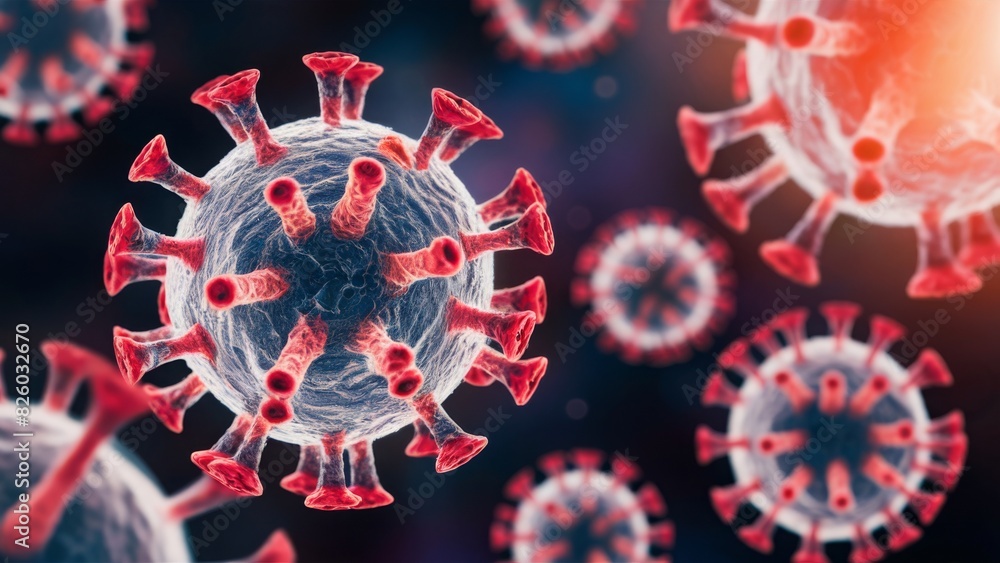 A detailed graphical representation of a virus resembling COVID-19 ...