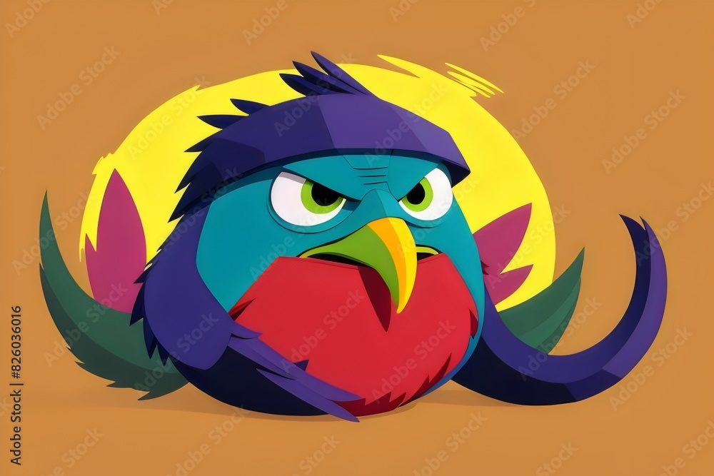 cartoon illustration raven head, t-shirt art, vector, vibrant colors ...