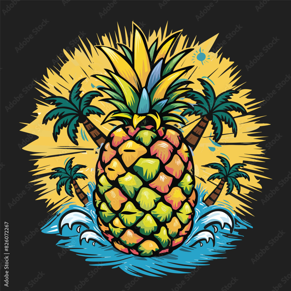 Pineapple Vector for Summer Designs, Pineapple Vector Clipart, Colorful ...