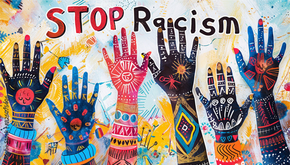 no room for racism. be part of change. stop racism. poster background ...