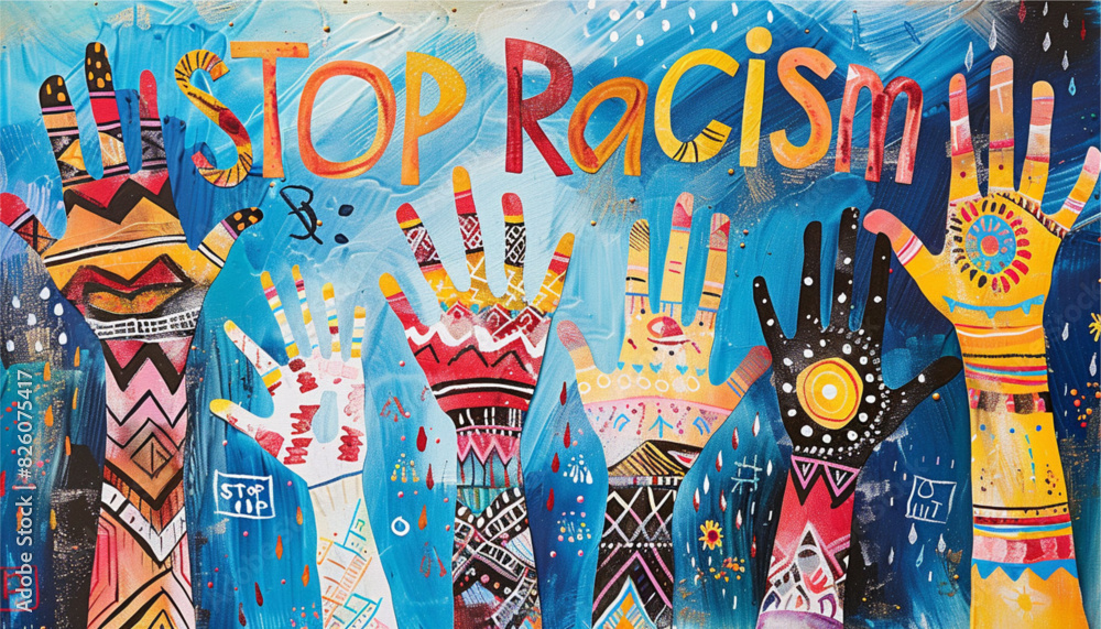 no room for racism. be part of change. stop racism. poster background cartoon style campaign ...