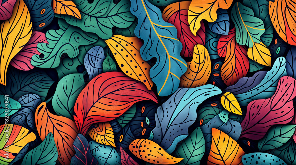 abstract cubism colorful wallpaper, leaf and nature inspired forms and ...