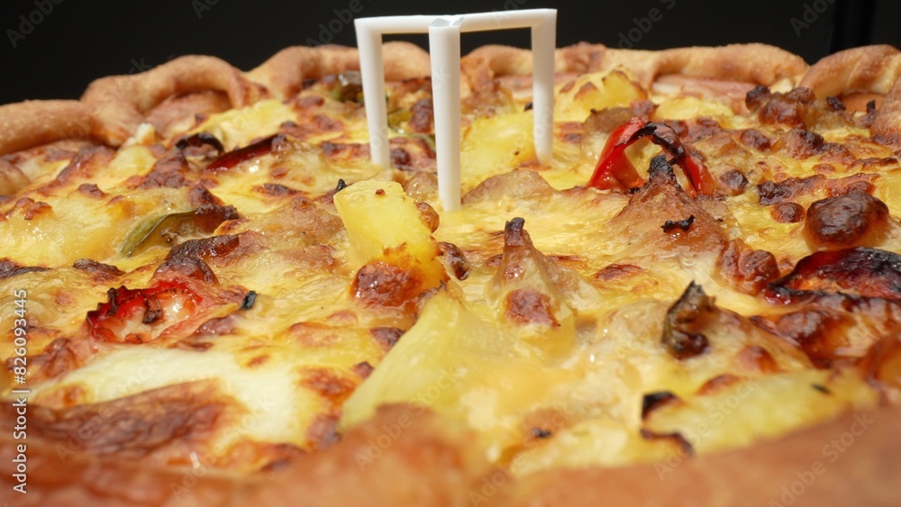 Macro lens magic captures the tantalizing texture of pizza, showcasing ...