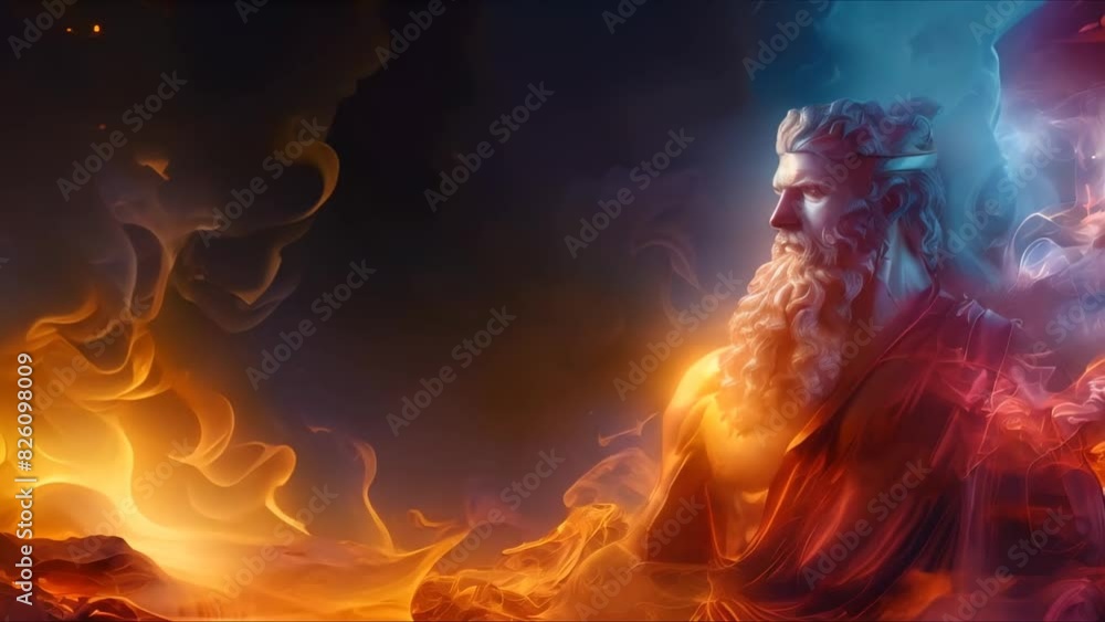 Zeus Greek god of thunder and lightning son of Cronus and Rhea. Concept ...