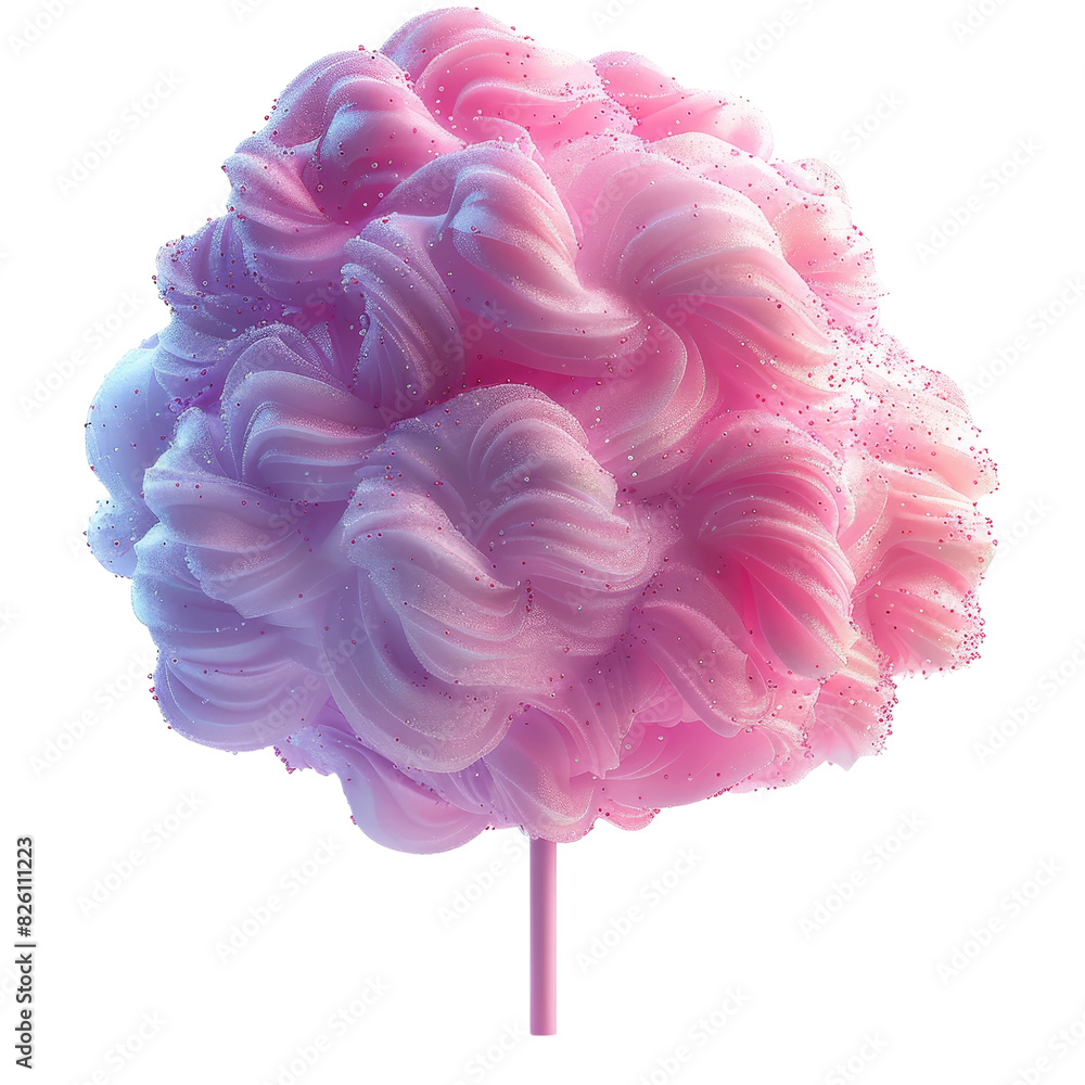 Cotton candy spun into whimsical shapes isolated on transparent ...