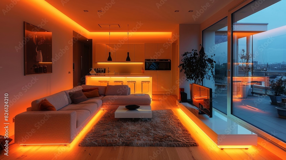 warm and inviting living room with cozy led lighting fixtures ...