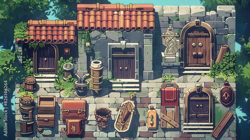 Asset for 2d video game UHD wallpaper Stock Illustration | Adobe Stock