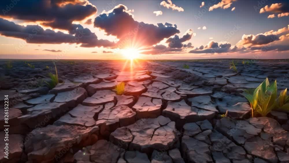 Dry cracked land regional droughts and global dry land issues. Concept ...