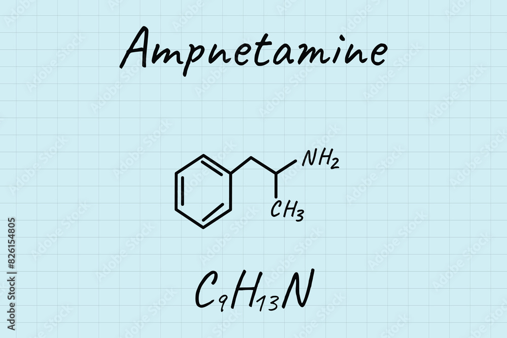 Chemical formula of Amphetamine. Amphetamine chemical formula. Stock Vector | Adobe Stock
