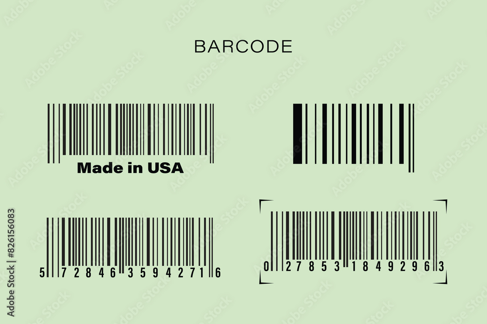 Set of barcodes on white background, barcode country, bar label Stock ...