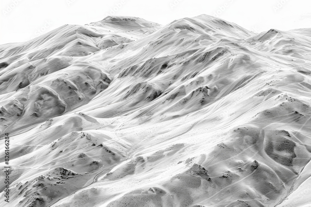 Aerial view of a monochrome tundra landscape, capturing the subtle ...