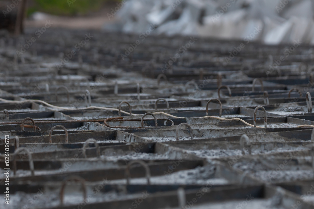 Making dragon teeth for defense. Concrete pyramids. Protection and trap ...