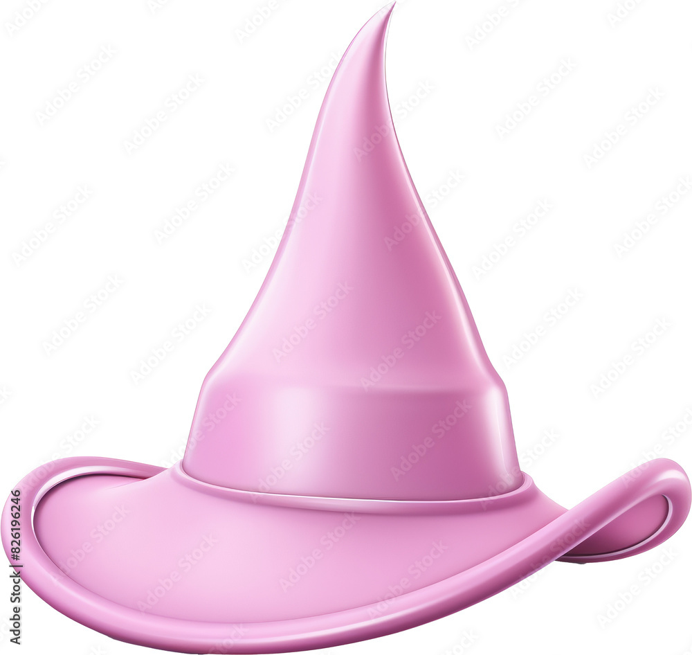 pastel fantasy pink witch hat isolated on white or transparent ...