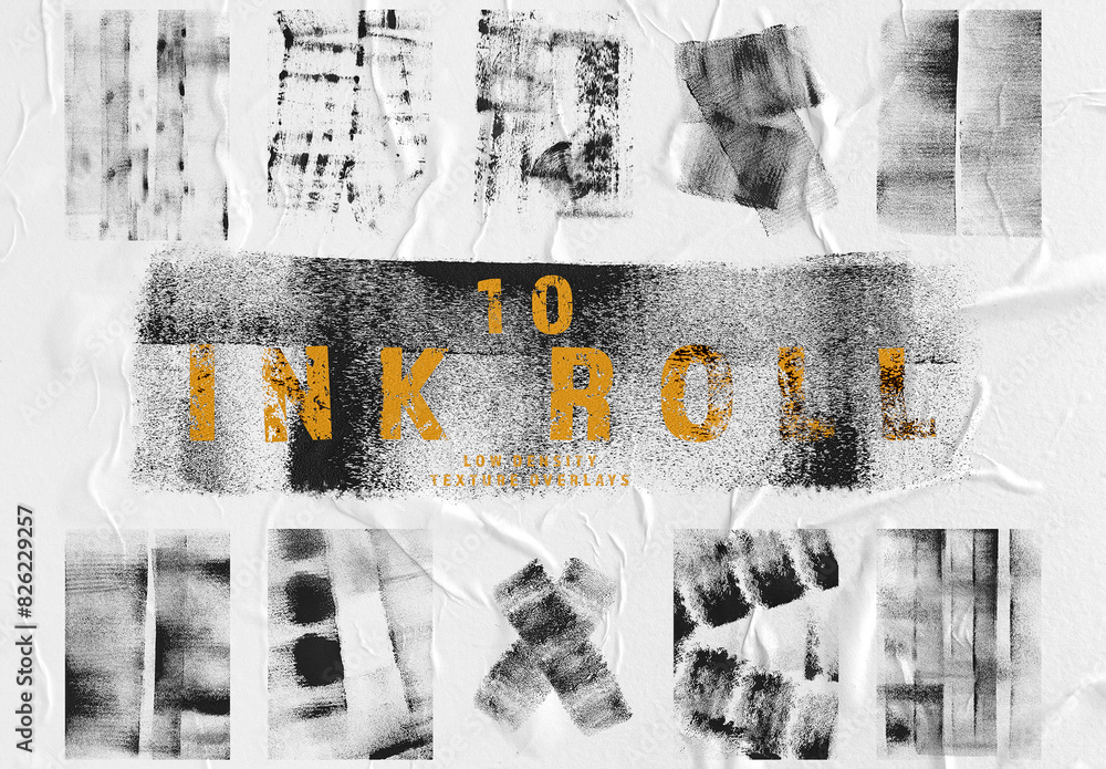 10 Low Density Ink Roll Texture Overlays. Grunge Paint Letterpress ...