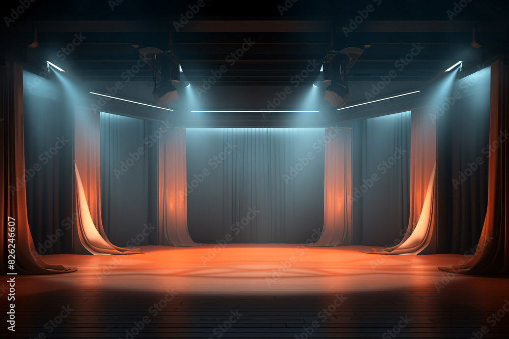 Modern dance stage light background with spotlight illuminated for ...
