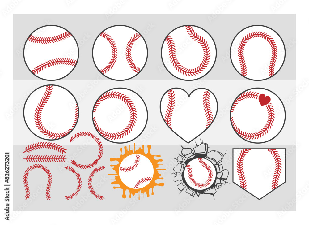 Baseball Svg, Baseball Clipart, Baseball Silhouette, Baseball Stitches ...
