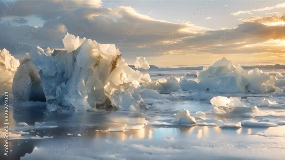 Glacier melting into ocean due to global warming causing rising sea ...