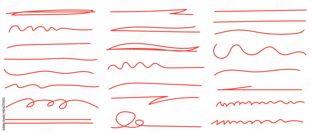 Red brush stroke underline. Marker pen highlight stroke. Vector swoosh ...