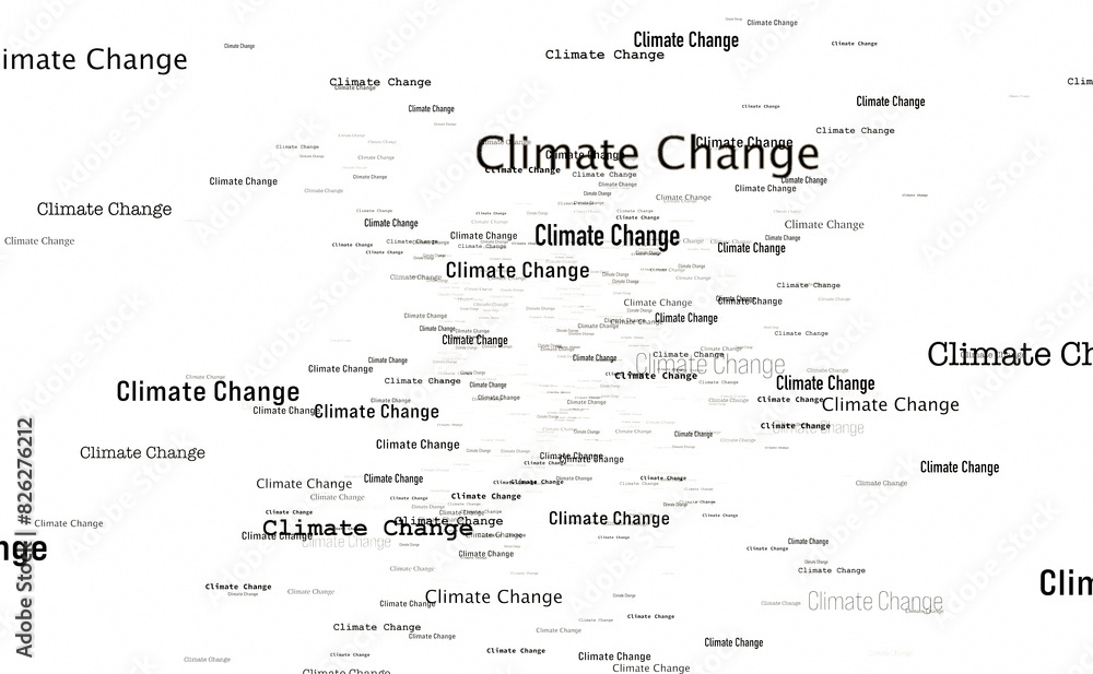 Climate Change. White screen, black letters, unendliche Textanimation ...