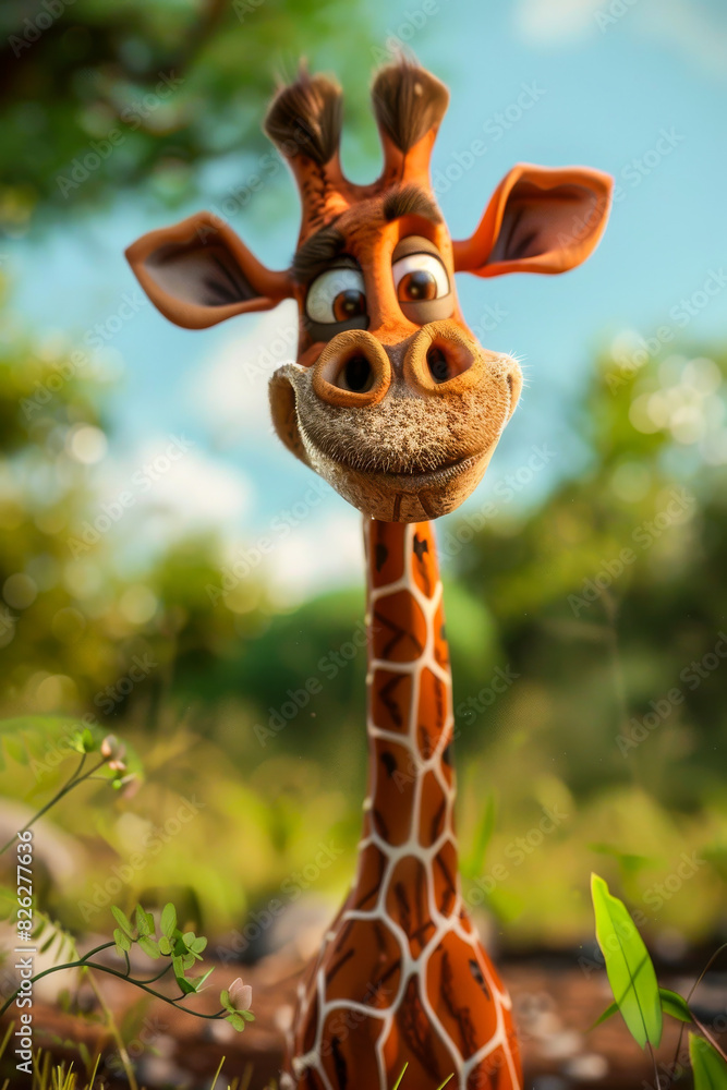 Cartoon Caricature of Giraffe. Generated Image. A digital rendering of ...