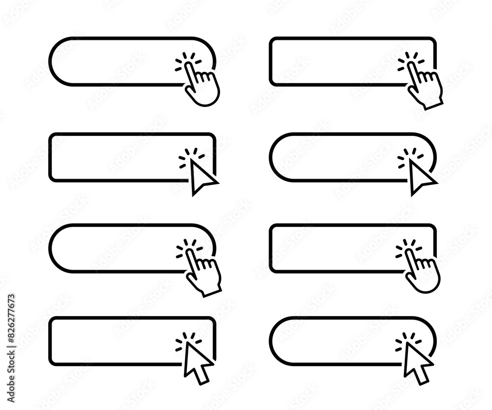 Click Here Button with hand or mouse cursor. Mouse cursor symbol ... Click Here Button with hand or mouse cursor. Mouse cursor symbol ...