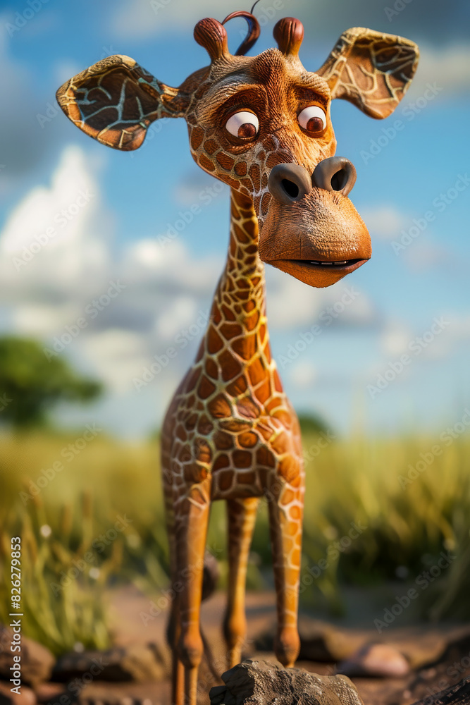 Cartoon Caricature of Giraffe. Generated Image. A digital rendering of ...