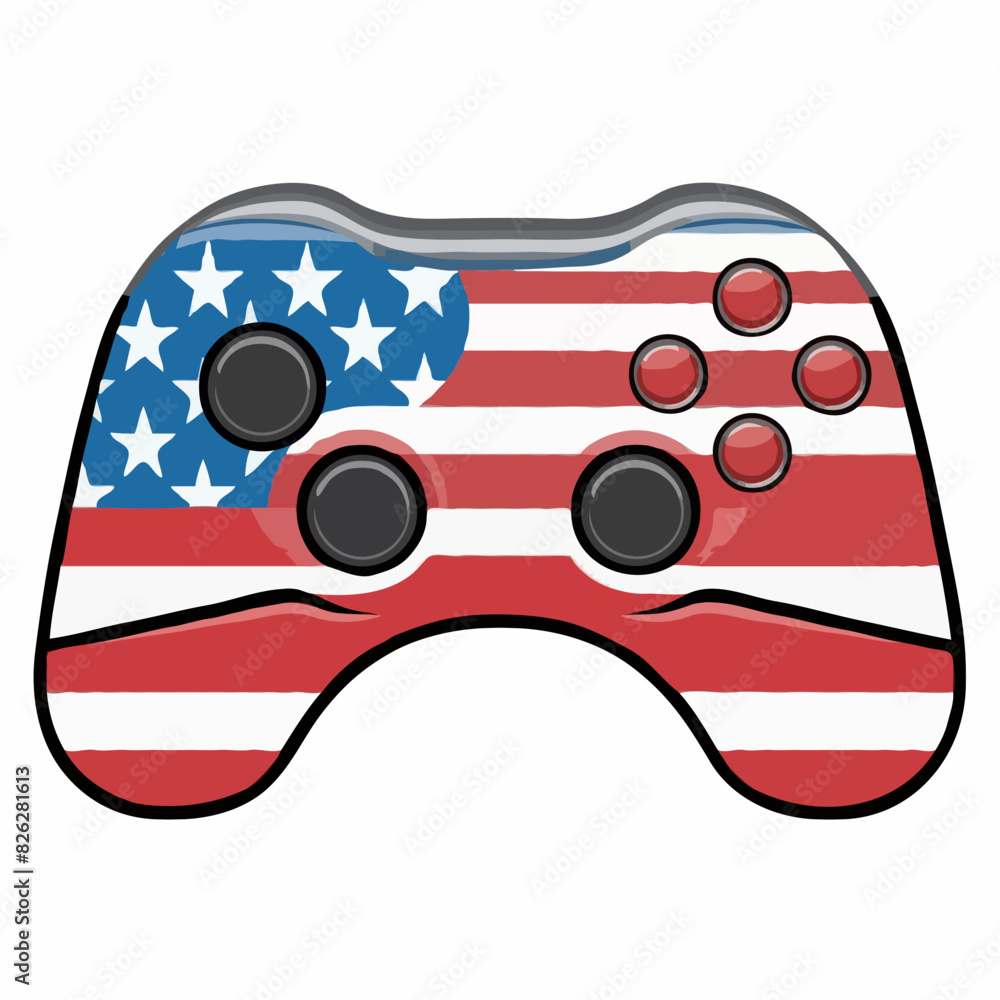 Red, white, and blue gamepad controller with stars and stripes, perfect ...