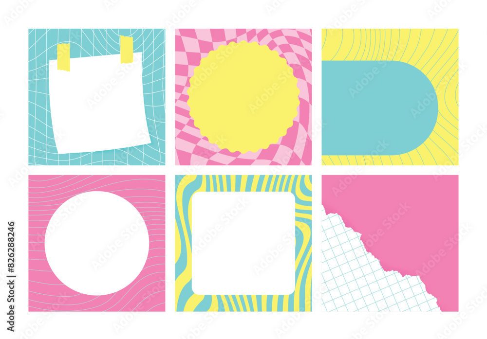90s backgrounds design for social media. Vector square templates ...
