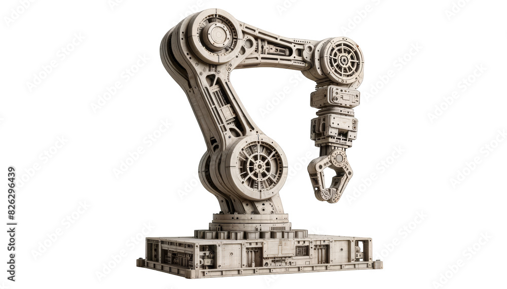 Industrial robot arm cut out transparent isolated on white background ...