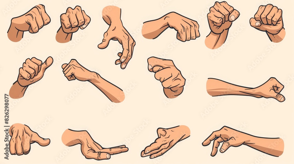 Animated cartoons. Cartoon mascots with arms and hands posing, modern ...