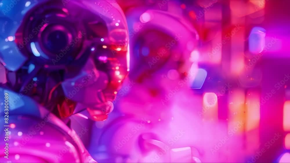 Futuristic art merging AI robotics and human augmentation in a ...