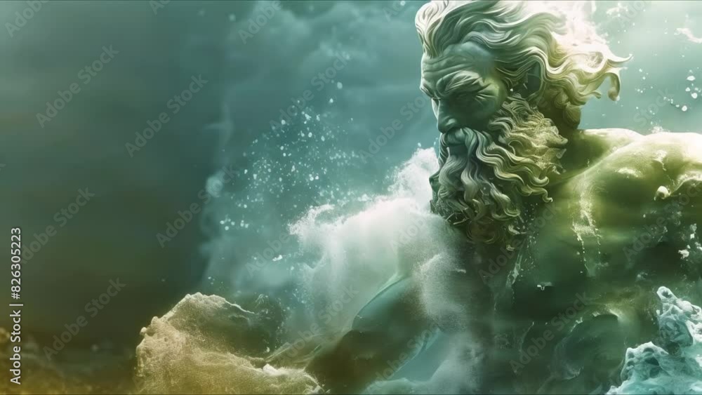 Poseidon Greek sea god one of three Olympian gods with Zeus. Concept ...