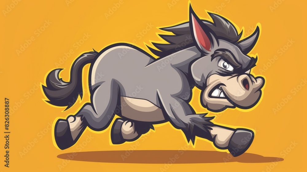 An angry donkey kick, modern clip art, with simple gradients. All in ...